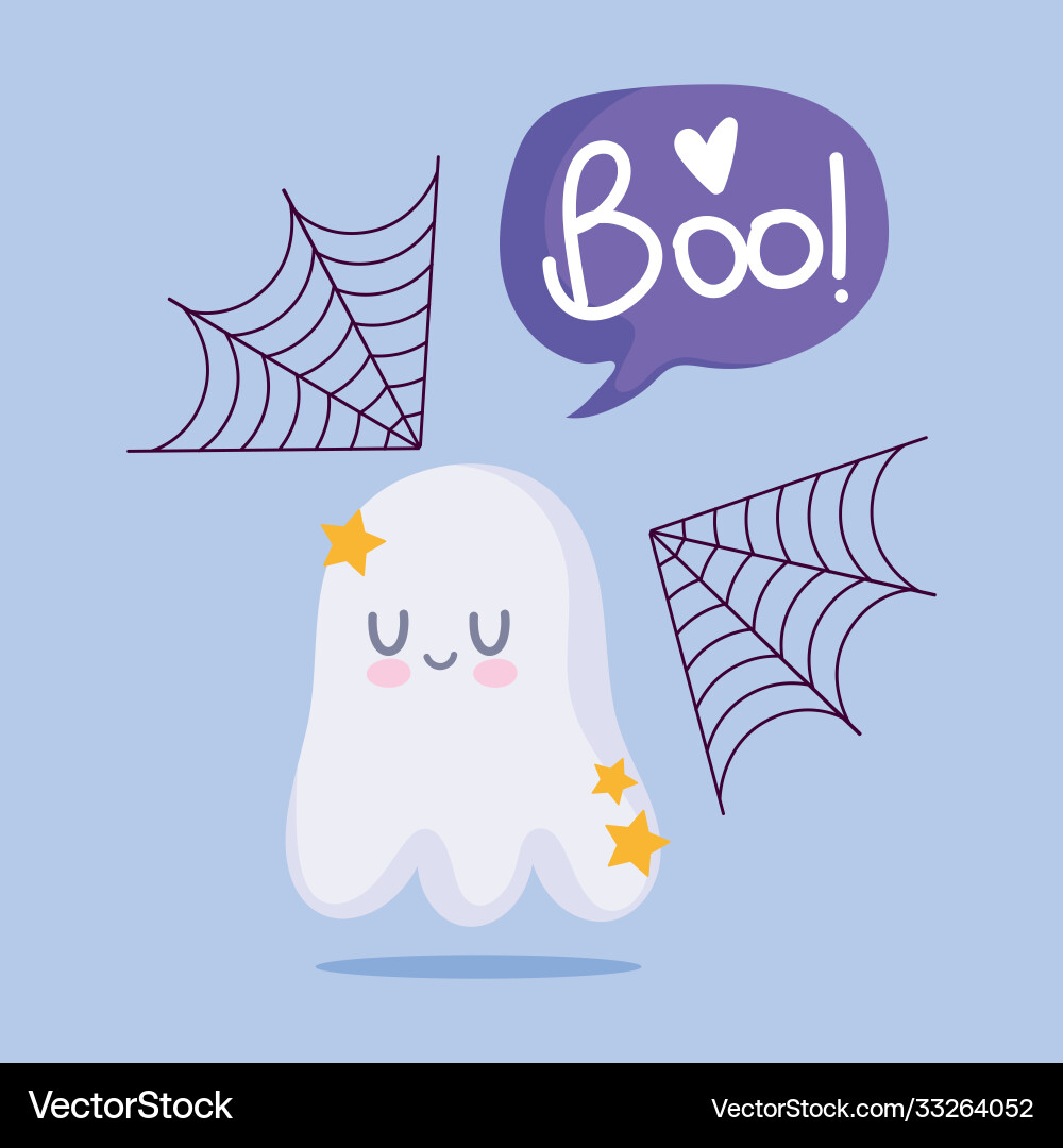 Happy halloween cute ghost cobweb stars trick Vector Image