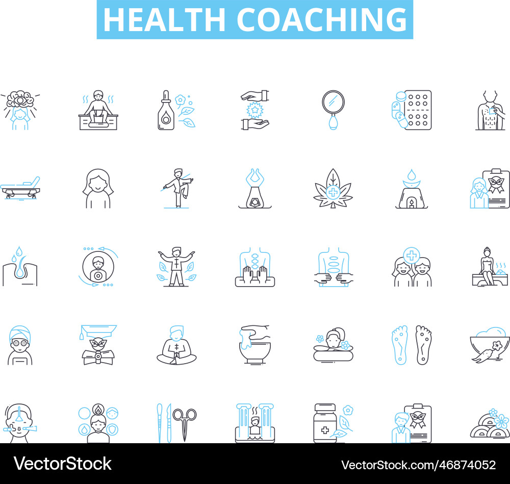 Health coaching linear icons set wellness Vector Image