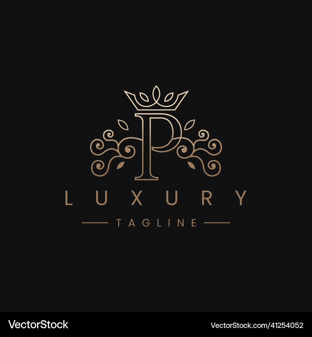 Letter p royal luxury logo design Royalty Free Vector Image