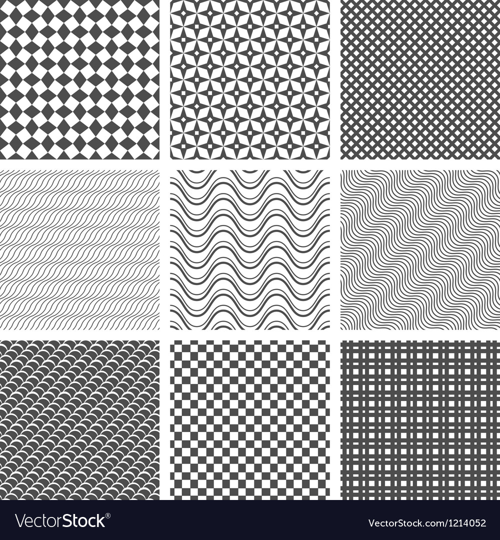 Monochrome seamless patterns Royalty Free Vector Image