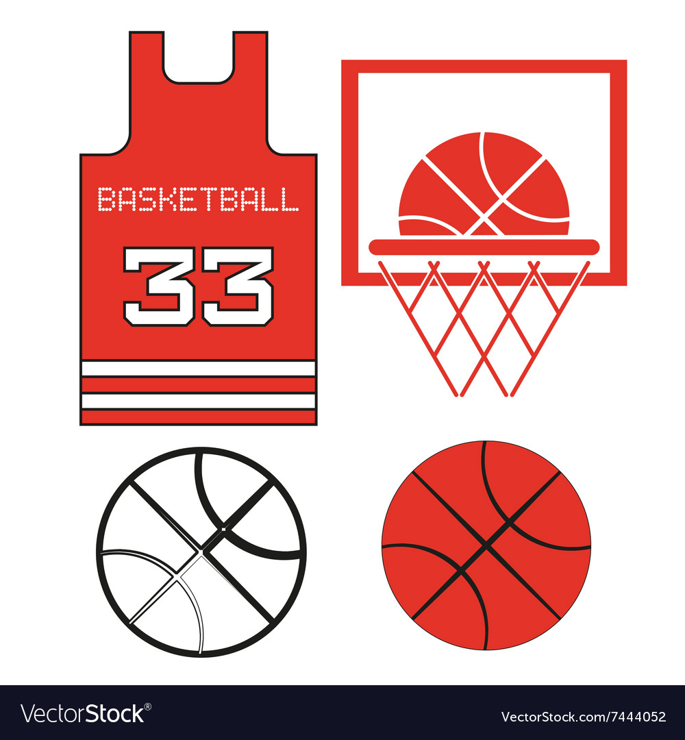 Red basketball objects Royalty Free Vector Image