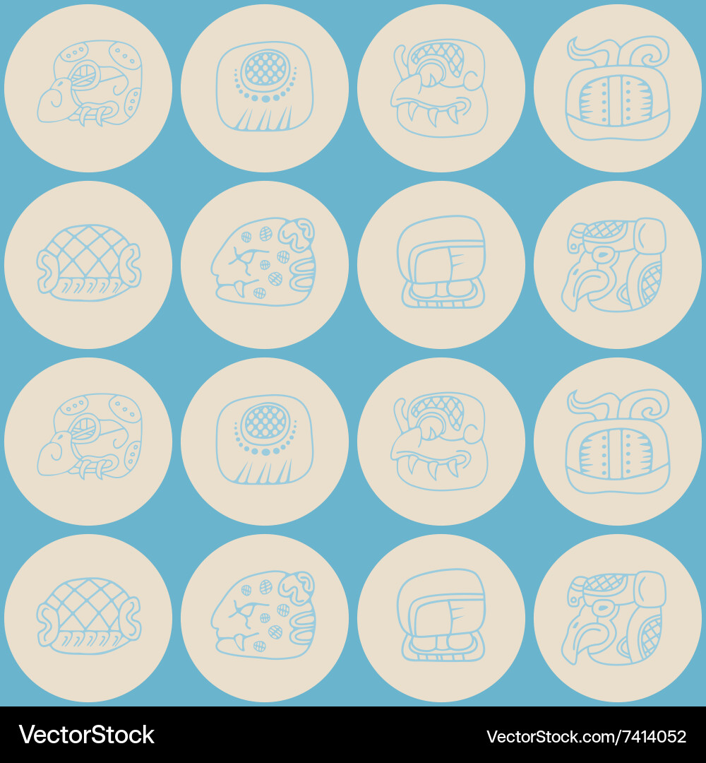Seamless pattern with glyphs of the mayan writing Vector Image