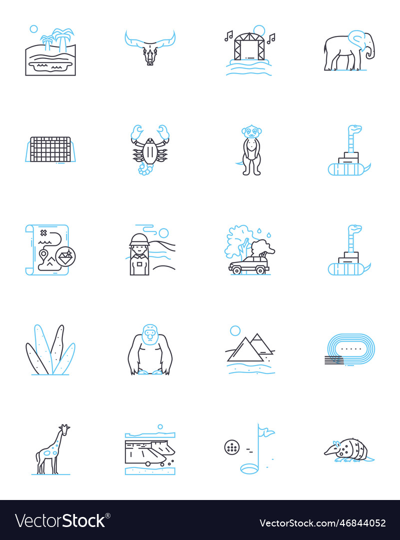 Space exploration linear icons set astrobiology Vector Image Space exploration linear icons set astrobiology Vector Image