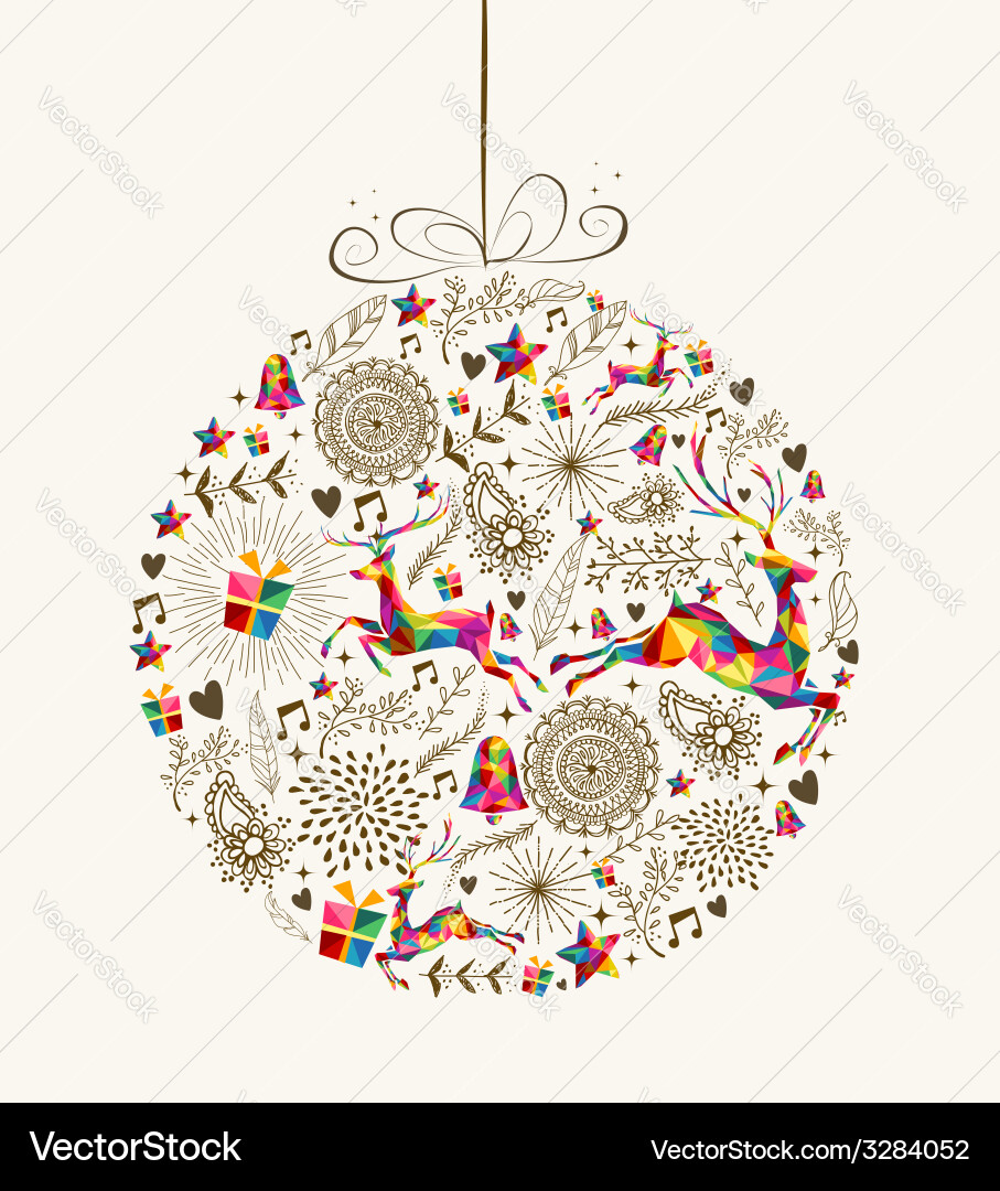 Vintage christmas bauble greeting card Royalty Free Vector