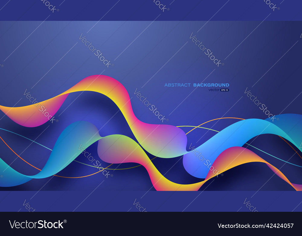 Abstract colorful flowing waves on gradient Vector Image