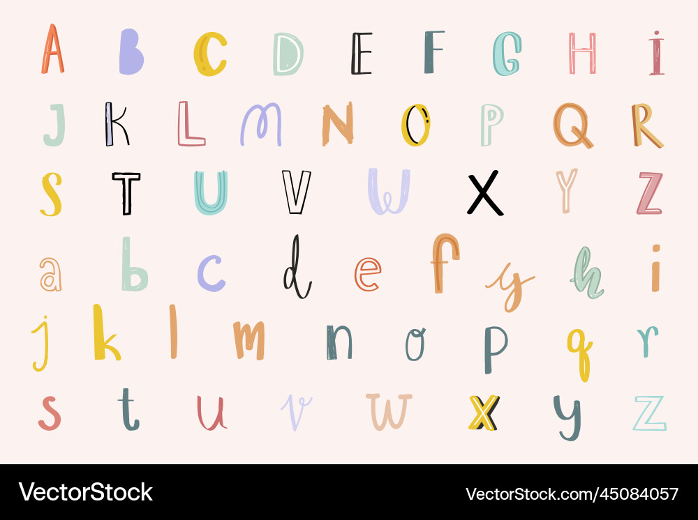 Alphabet doodle font typography handwritten set Vector Image