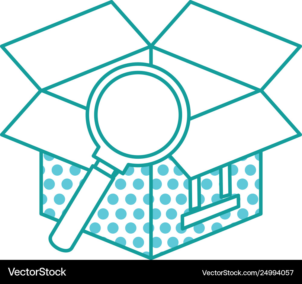 Box carton with magnifying glass Royalty Free Vector Image