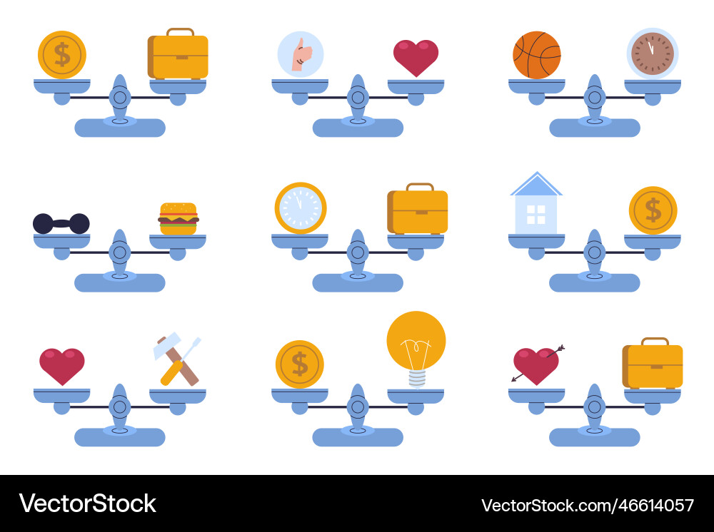 Choice on scales different symbols on opposite Vector Image