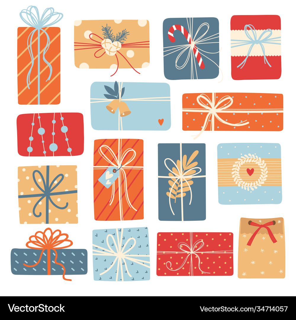Christmas gifts on white background Royalty Free Vector