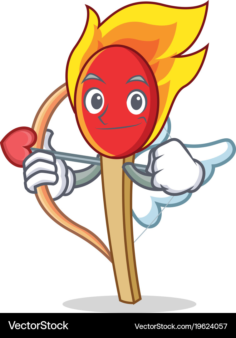 Cupid match stick character cartoon Royalty Free Vector
