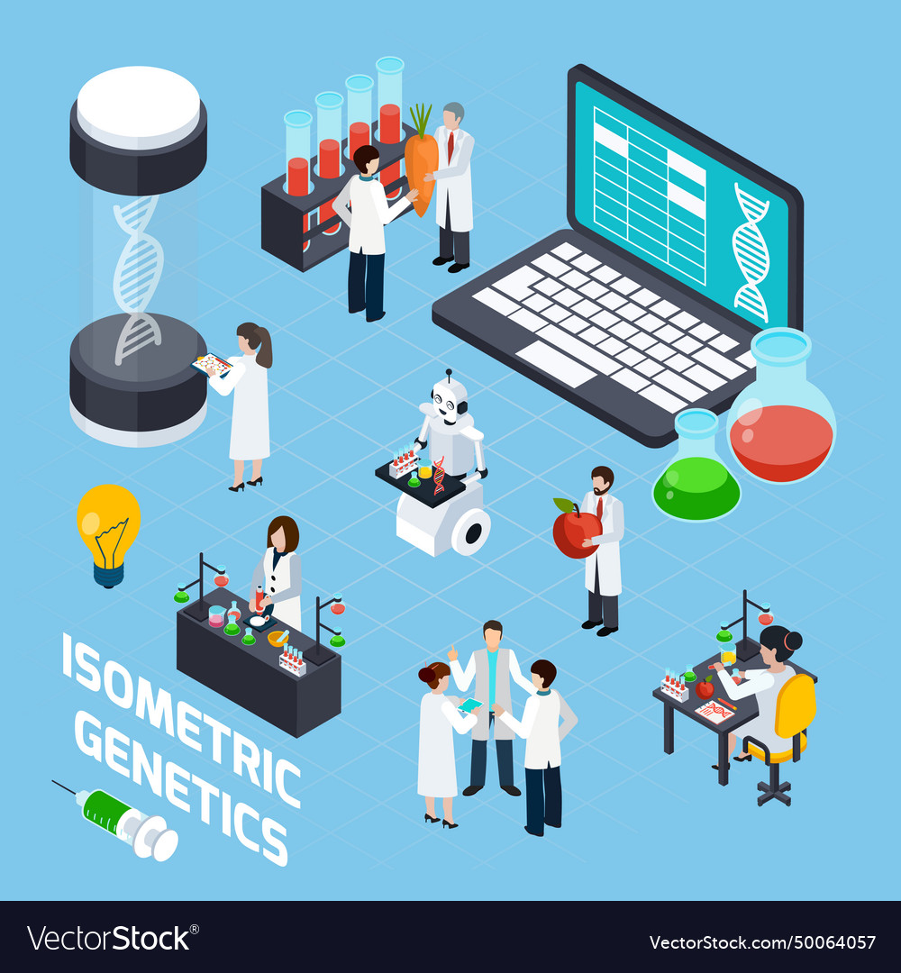 Gmo isometric composition Royalty Free Vector Image