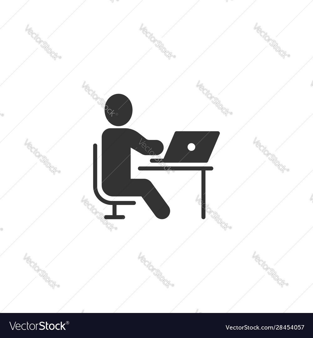 People with laptop computer icon in flat style pc Vector Image