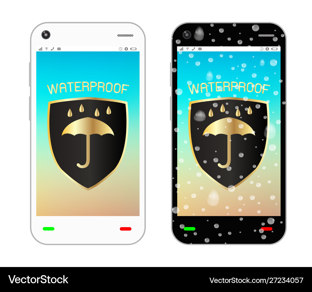 Smartphone with waterproof logo on screen Vector Image