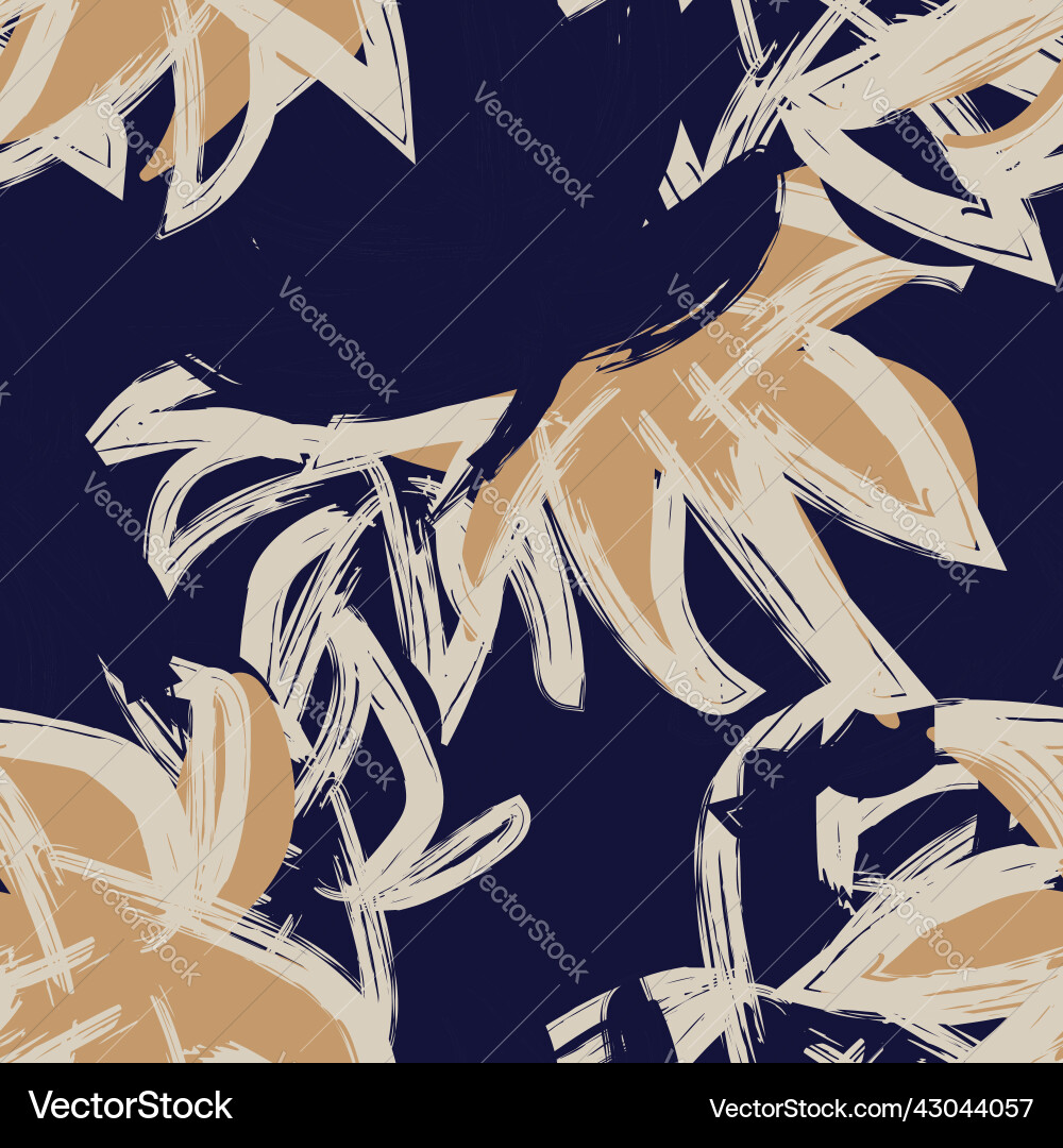 Tropical leaf brush strokes seamless pattern Vector Image