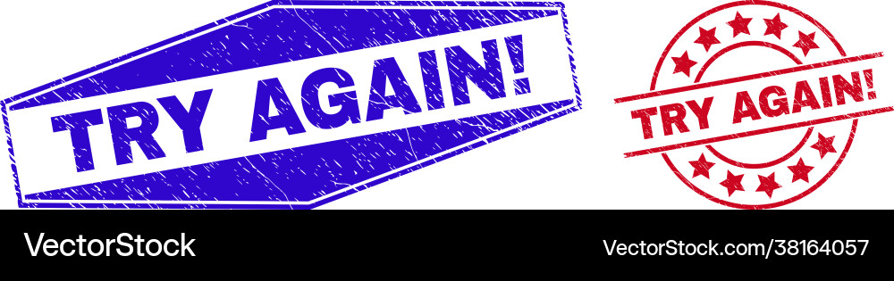 Try again exclamation distress stamps in circle Vector Image