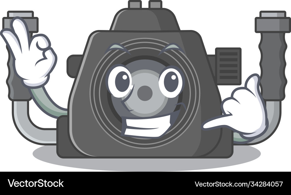 Underwater camera mascot cartoon design showing Vector Image