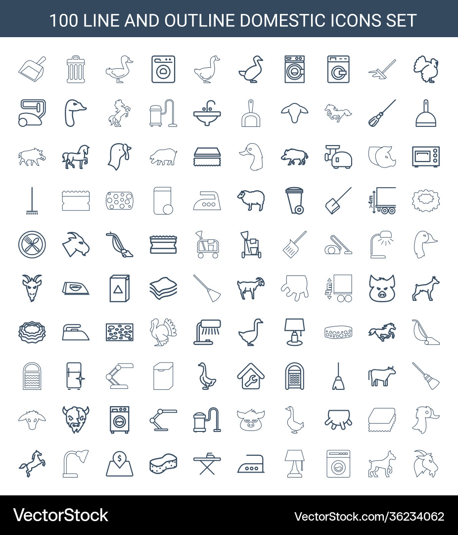 100 domestic icons Royalty Free Vector Image - VectorStock