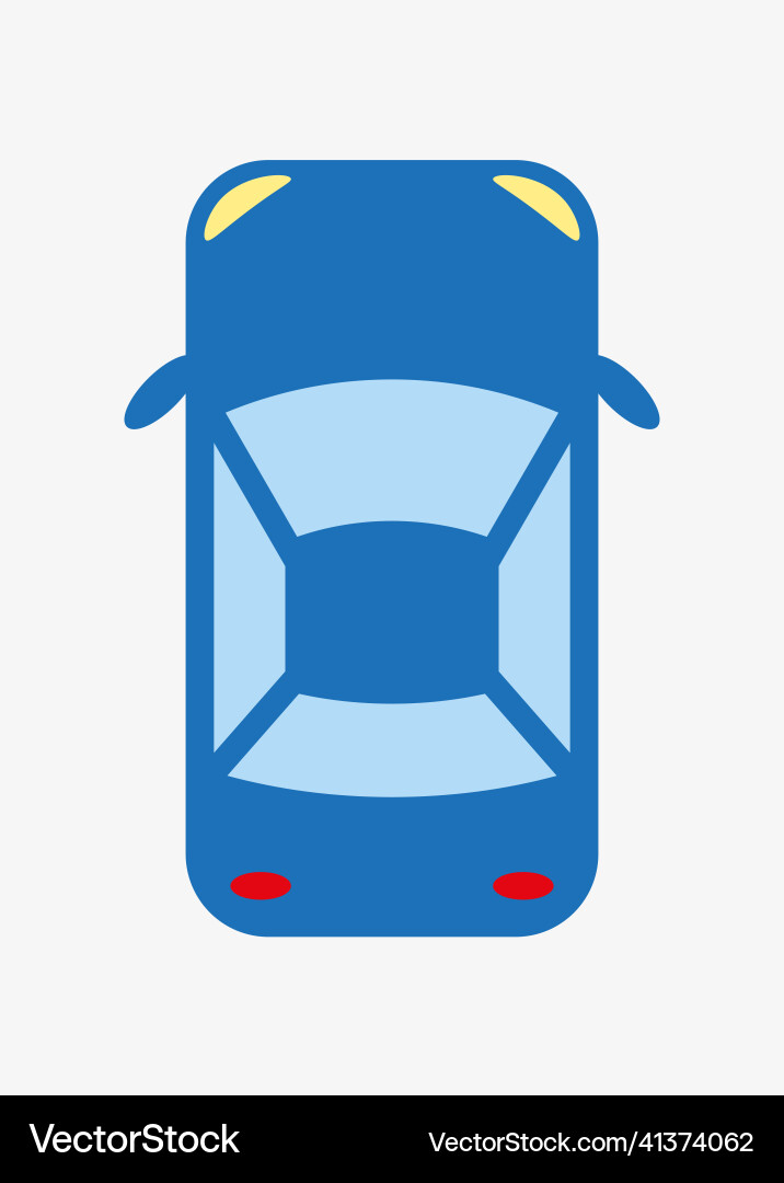 Blue car top view icon on white background Vector Image