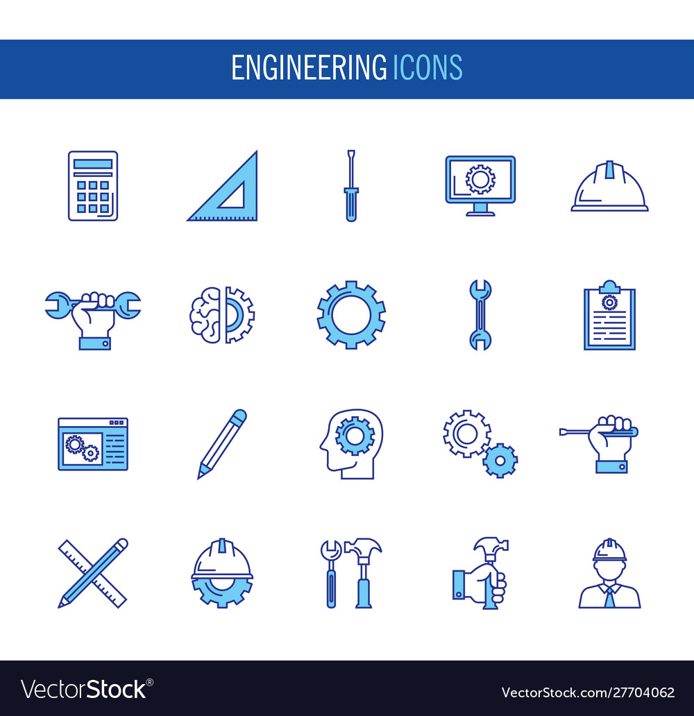 Bundle engineering set icons Royalty Free Vector Image