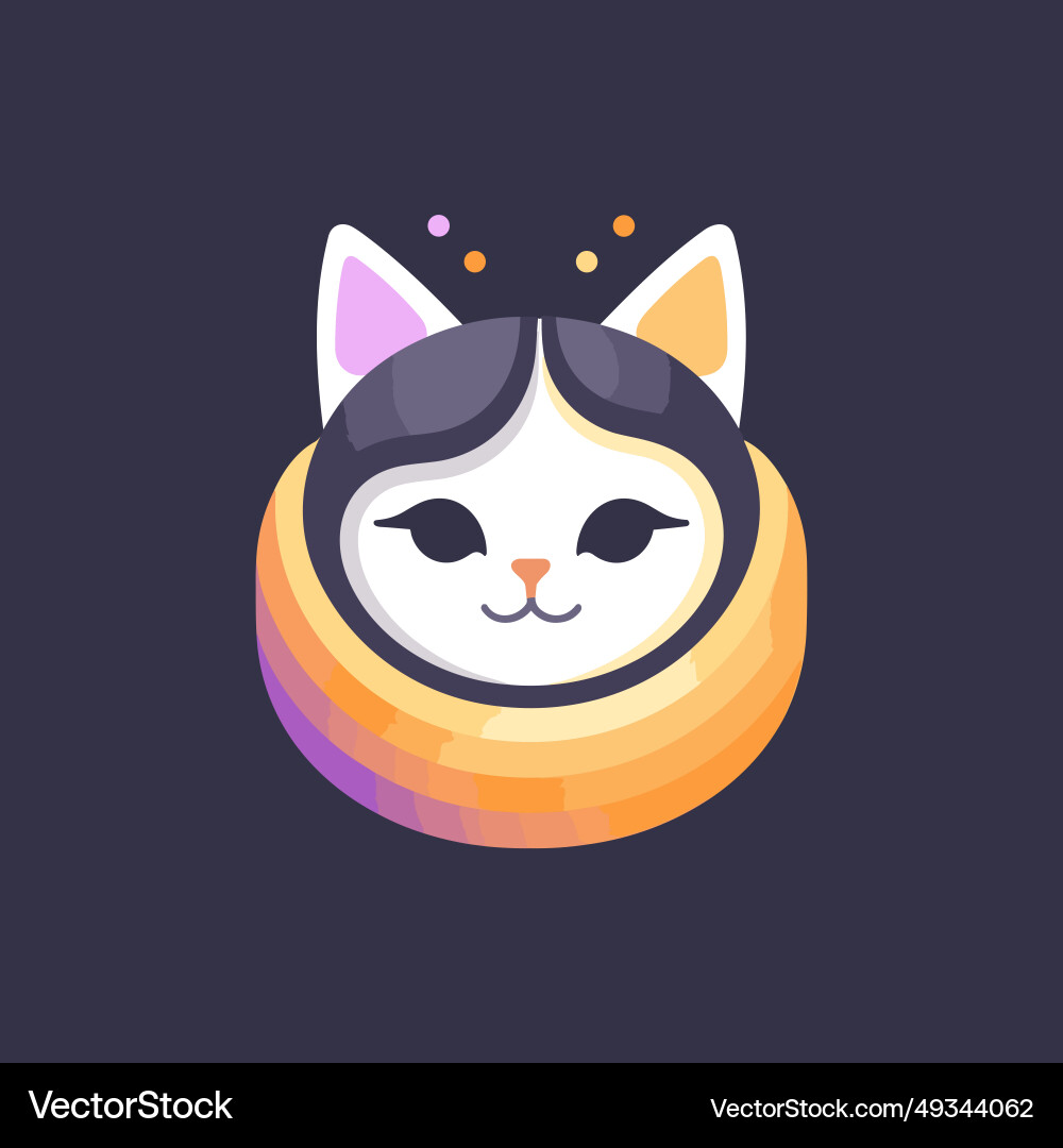 Cat hotel filled colorful logo Royalty Free Vector Image