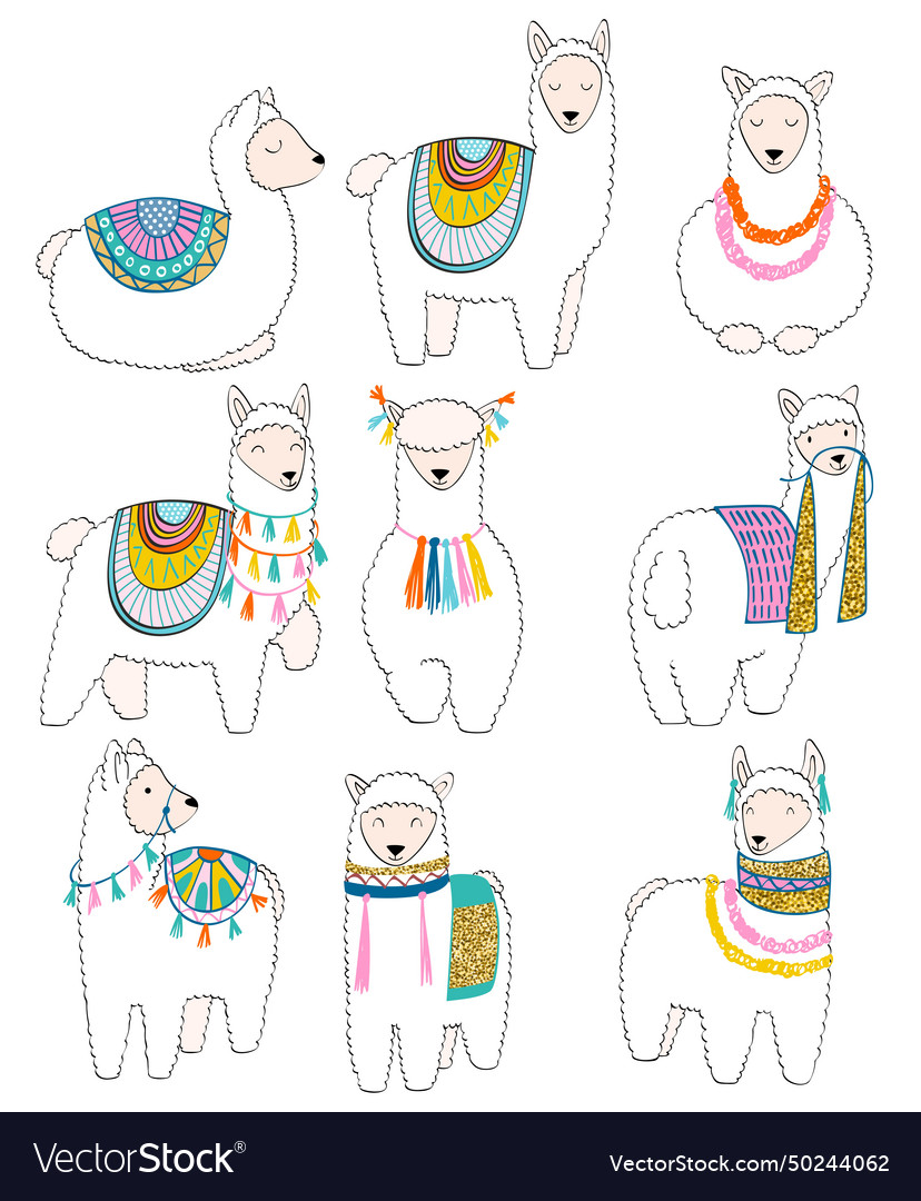 Cute llamas Royalty Free Vector Image - VectorStock