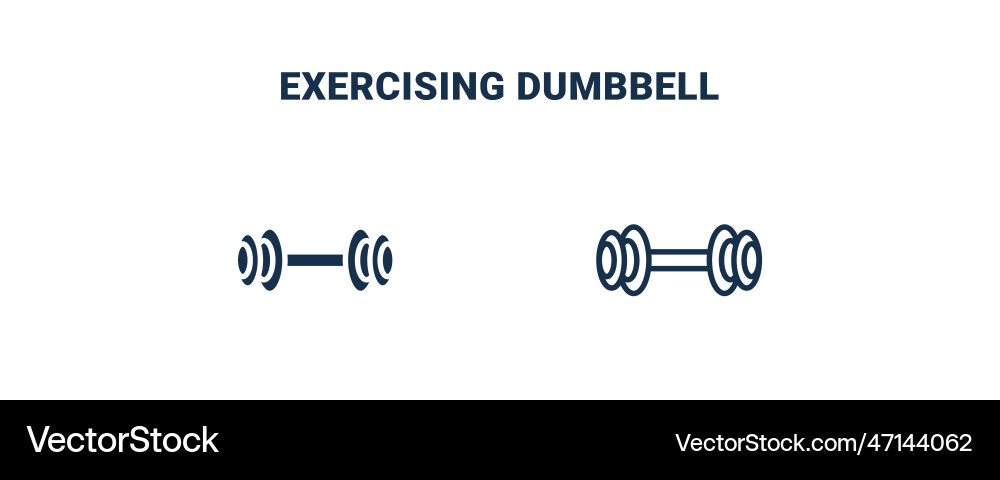 Exercising dumbbell icon outline and filled Vector Image