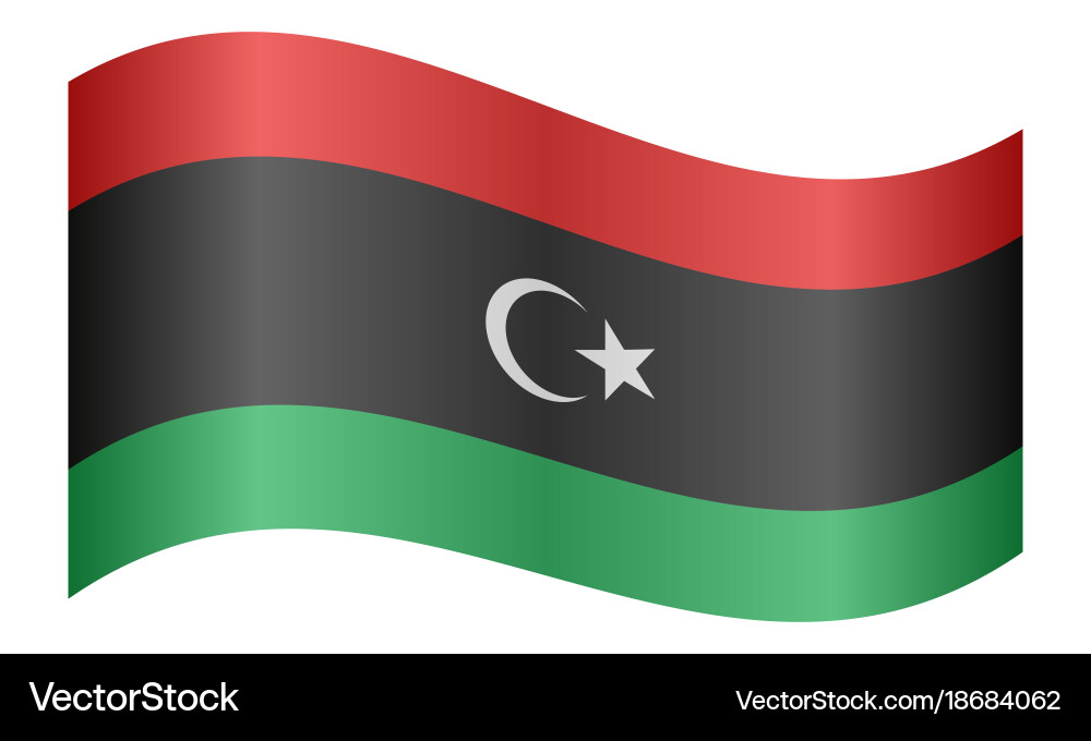 Flag of libya waving on white background Vector Image