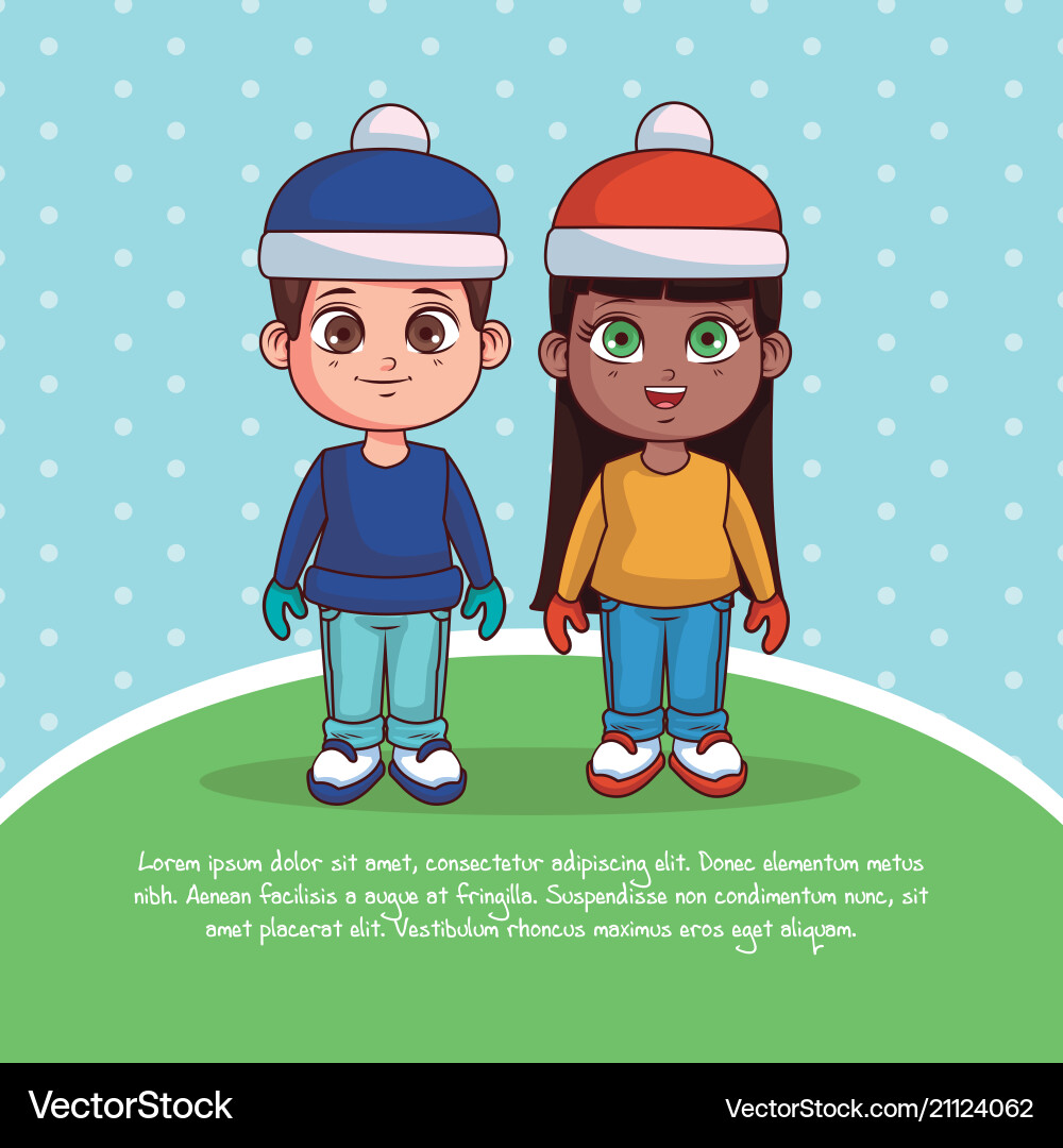 Happy kids in winter Royalty Free Vector Image