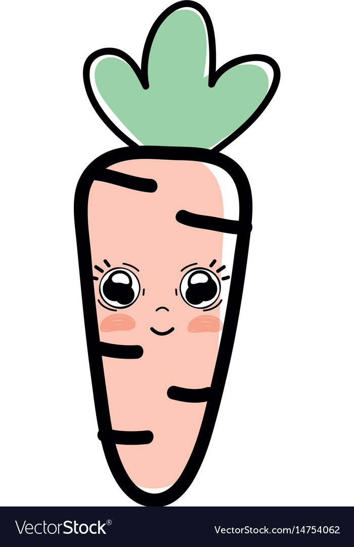Kawaii Happy Carrot Vegetable Icon Royalty Free Vector Image
