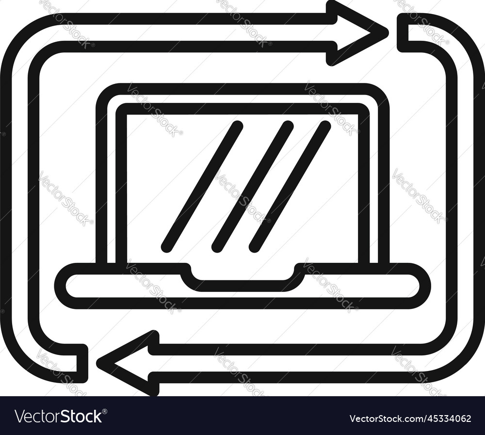 Laptop backup icon outline data cloud Royalty Free Vector Laptop backup icon outline data cloud Royalty Free Vector