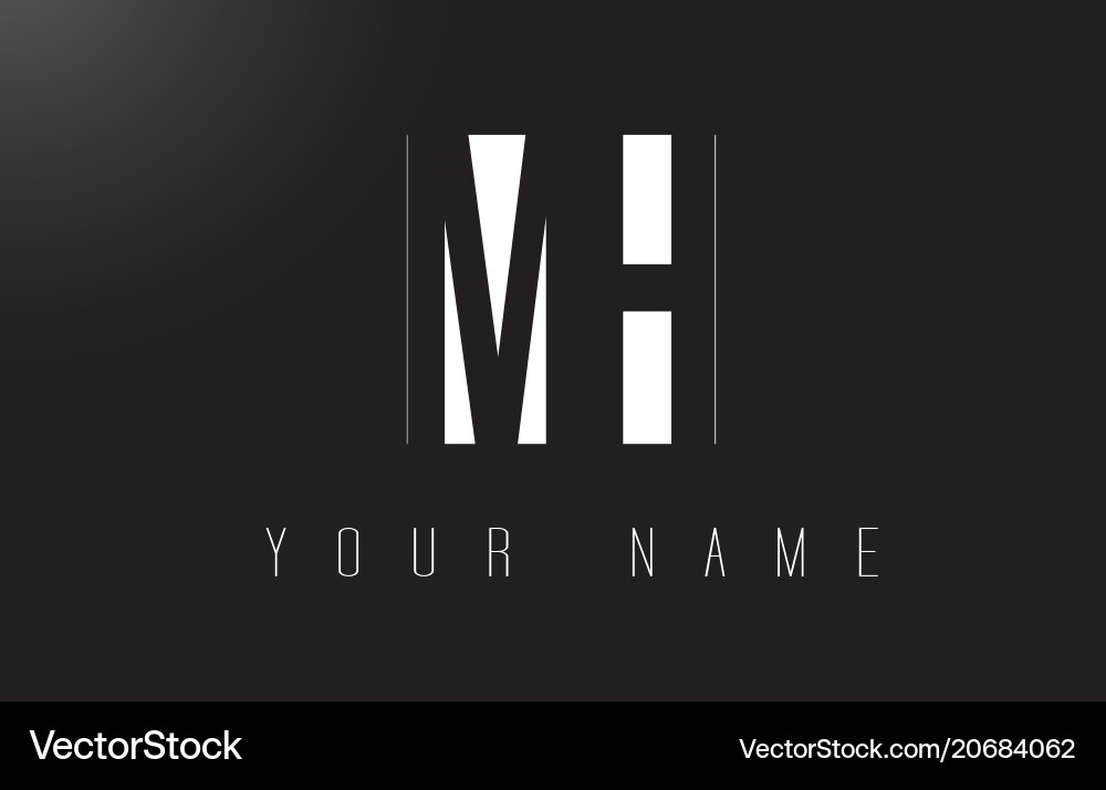 Mh letter logo with black and white negative Vector Image