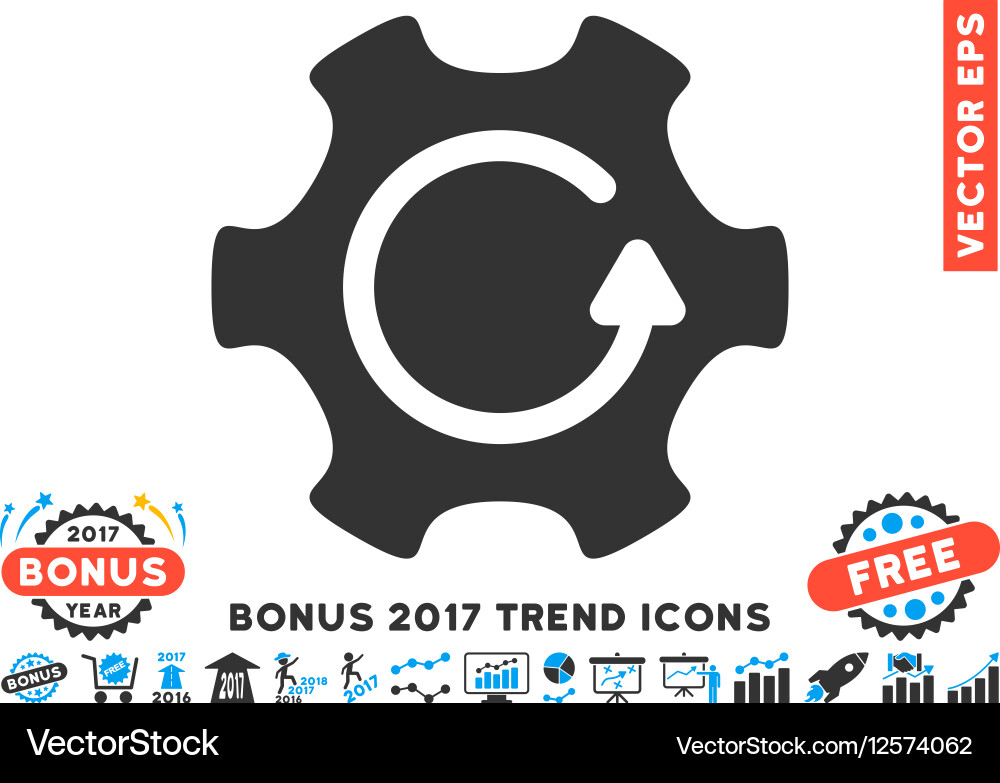 Rotate gear flat icon with 2017 bonus trend Vector Image