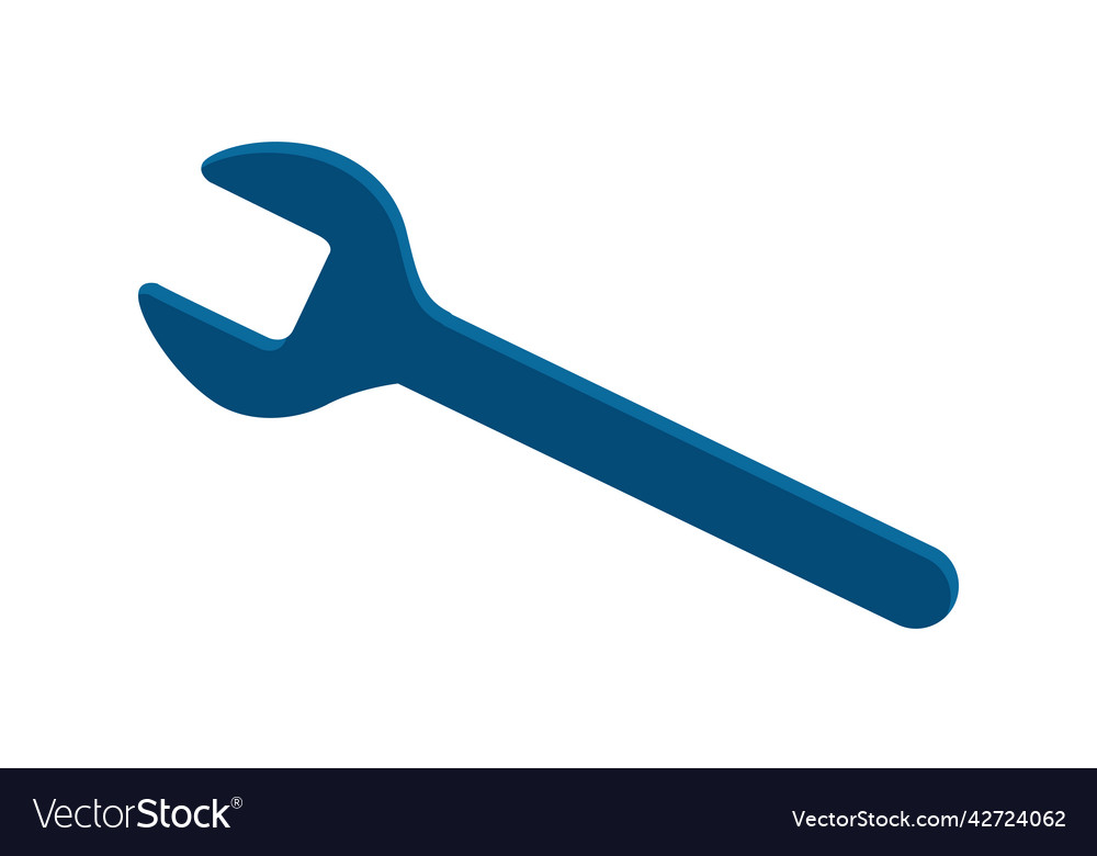 Spanner semi flat color object Royalty Free Vector Image