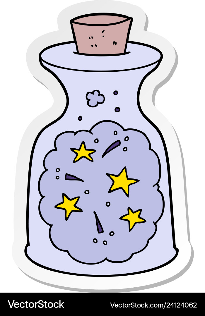 Sticker of a cartoon magic potion Royalty Free Vector Image