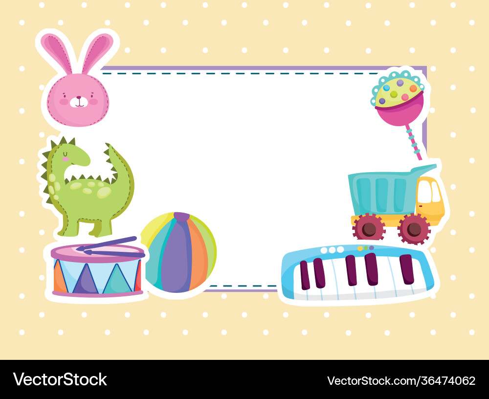 Toys greeting card Royalty Free Vector Image - VectorStock