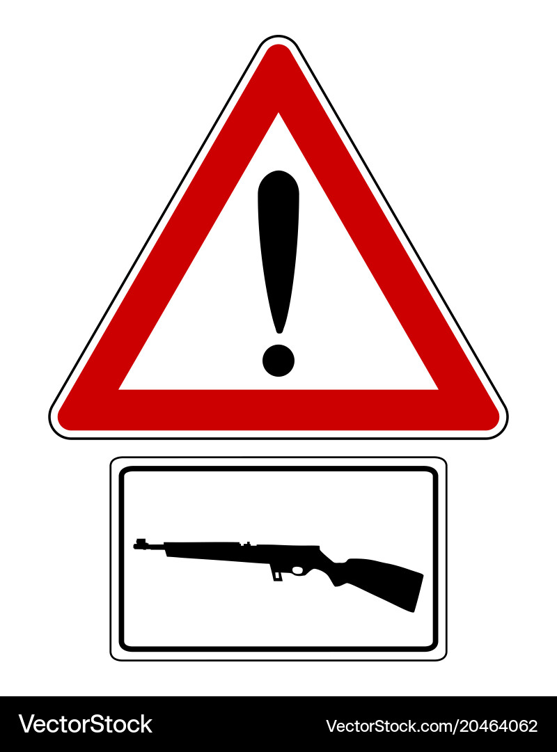 Traffic sign with exclamation mark for shooting Vector Image