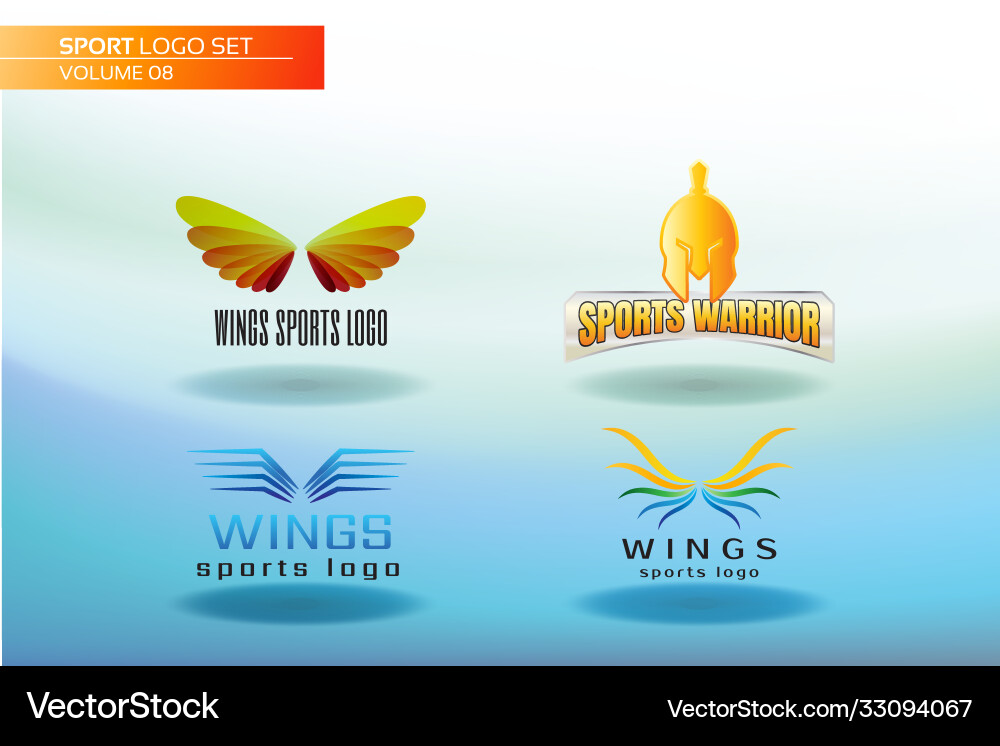 Abstract sport logo set template wings logo Vector Image