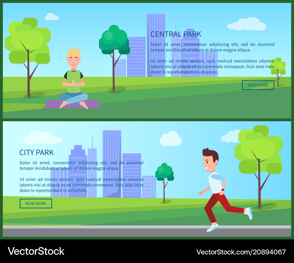 Cental and city park posters Royalty Free Vector Image