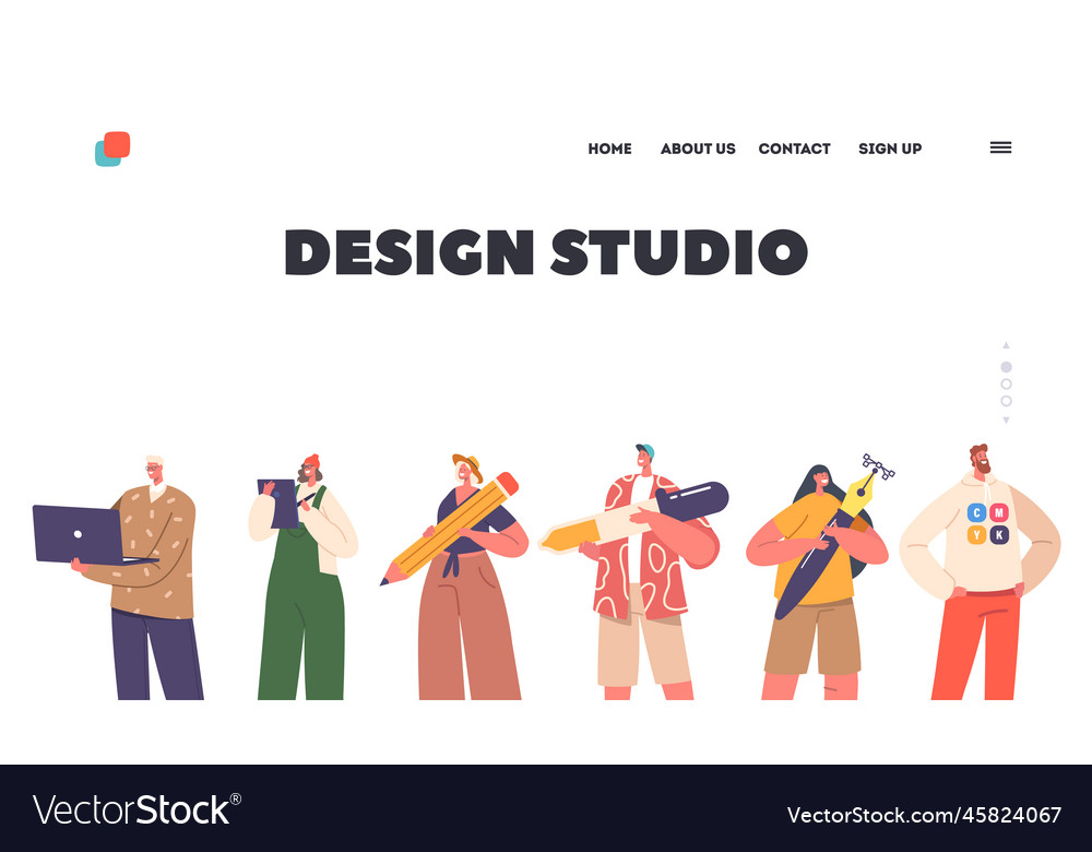 Design studio landing page template creative Vector Image Design studio landing page template creative Vector Image