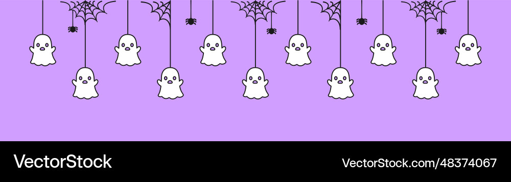 Happy halloween banner border with ghost hanging Vector Image