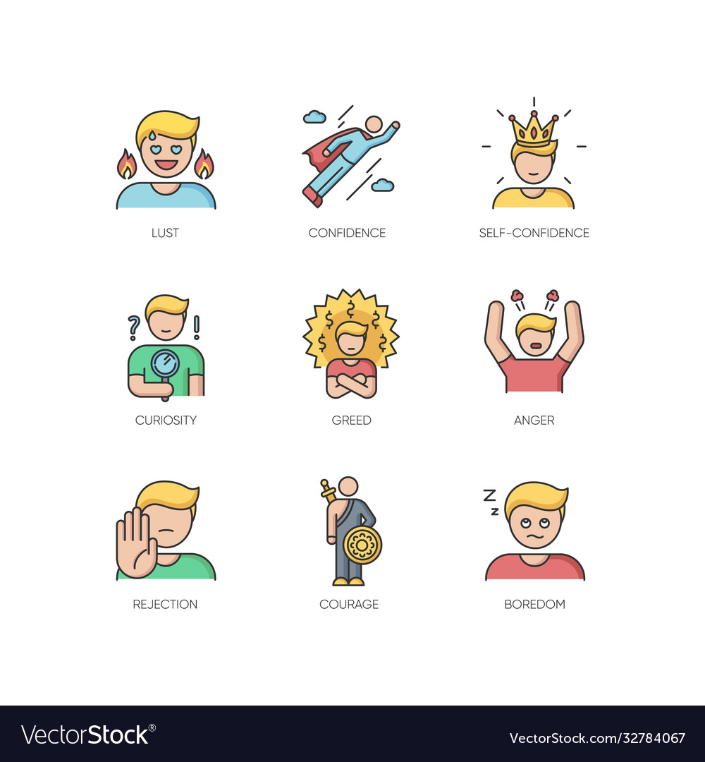 Emotions And Personality Traits RGB Color Icons Human Emotions And Personality Traits RGB Color Icons Human