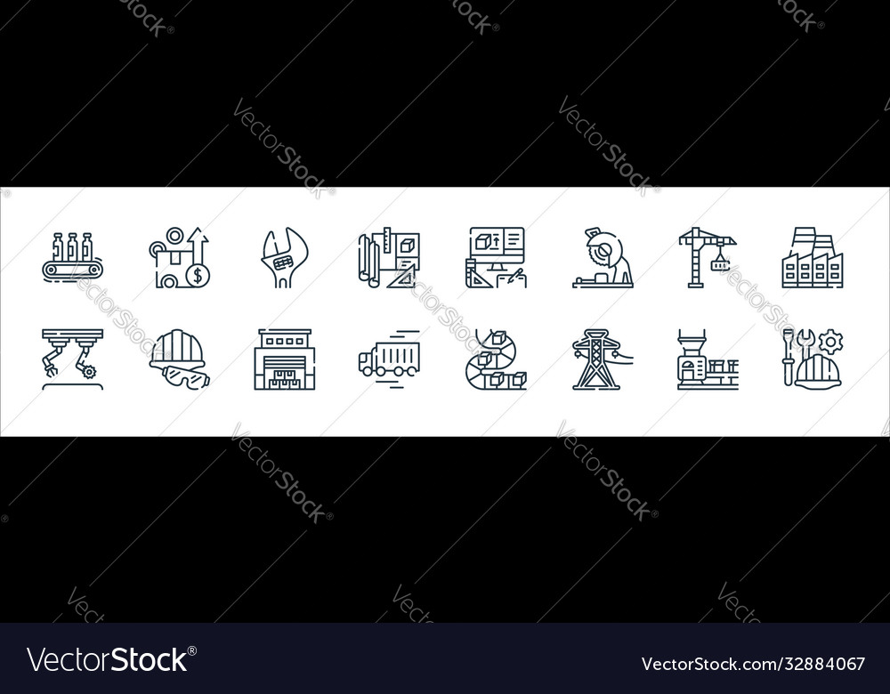 Industrial process line icons linear set quality Vector Image
