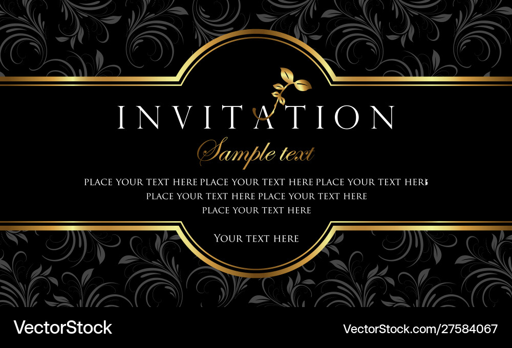 Invitation card - gold and black style Royalty Free Vector