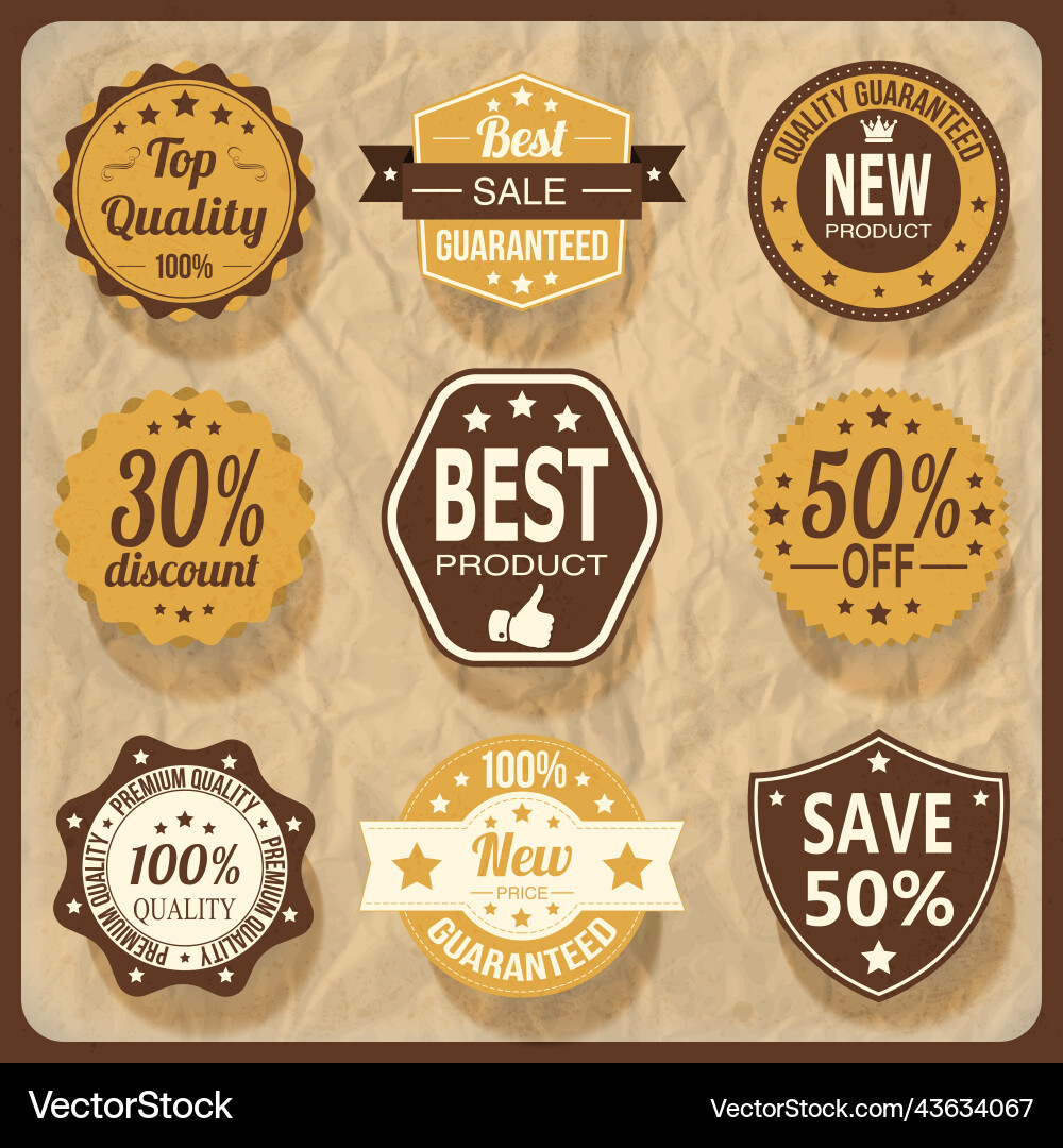 Retro sale badges collection Royalty Free Vector Image