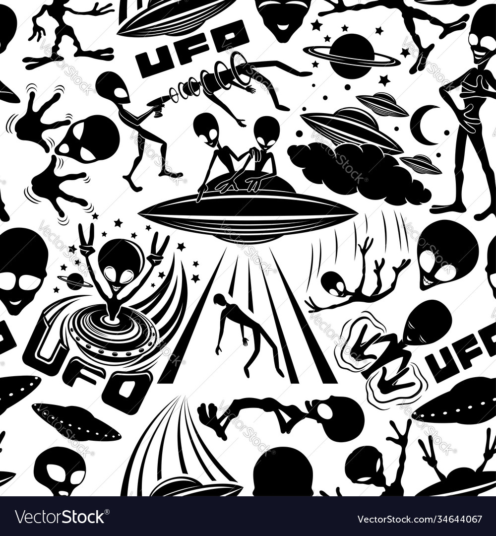 Seamless pattern with extraterrestrial aliens Vector Image