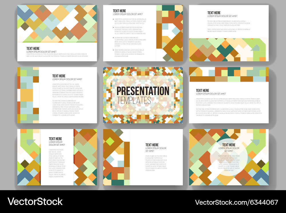 Set of 9 templates for presentation slides Vector Image