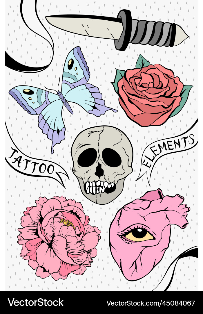 Simple vintage old school flash tattoo design Vector Image