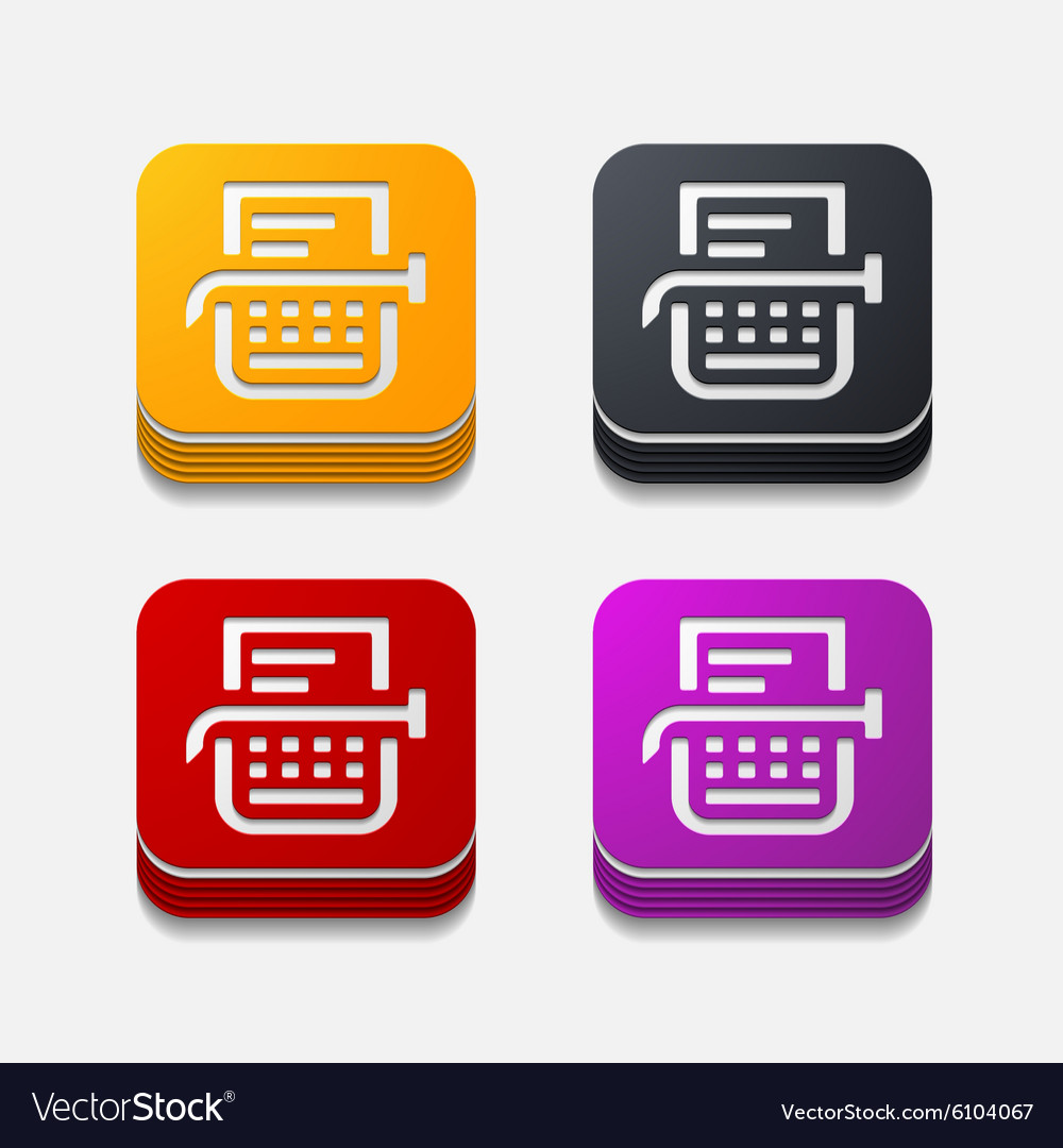 Square button typewriter Royalty Free Vector Image