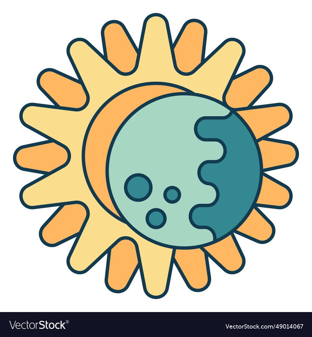 Sun eclipse geometric color stroke simple Vector Image