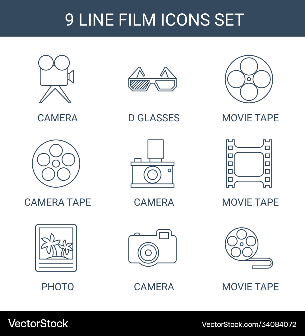 9 film icons Royalty Free Vector Image - VectorStock